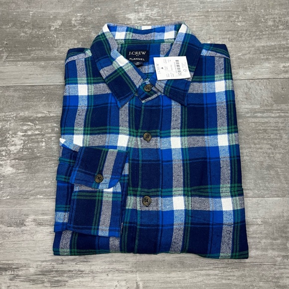 J. Crew | Shirts | J Crew Nwt Blue Green White Plaid Flannel Shirt M | Poshmark